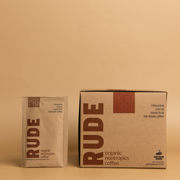 Rude Coffee Fair Trade & Organic Nootropic Coffee - 30 Sachets - Sweet ...